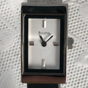Bulova | Accessories | Vintage Bulova Beveled Case Crystal Ss Watch ...